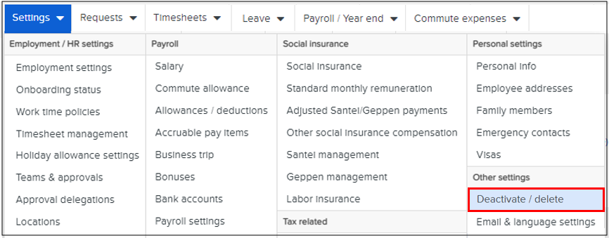 Completely delete registered employee accounts – Workcloudヘルプセンター