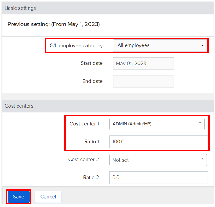 Register and change employee cost centers – Workcloudヘルプセンター