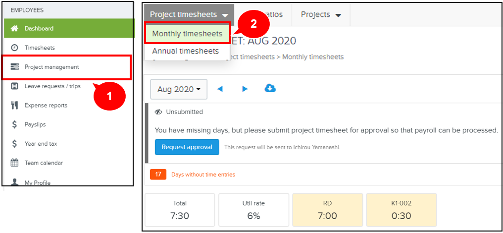 Enter Project timesheet – Workcloudヘルプセンター