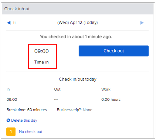 Record check-in/out times on the home screen – Workcloudヘルプセンター