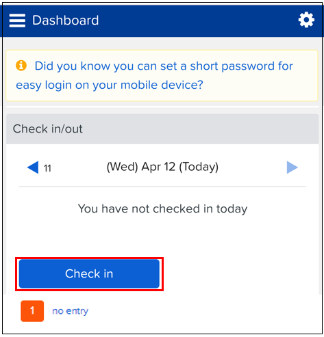 Record check-in/out times on the home screen – Workcloudヘルプセンター