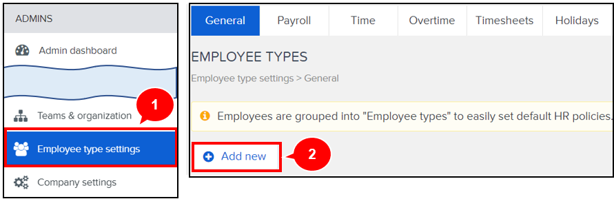 Add a new employee type by copying an existing employee type ...