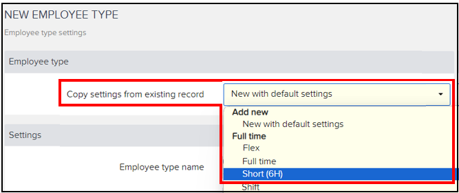 Add a new employee type by copying an existing employee type ...