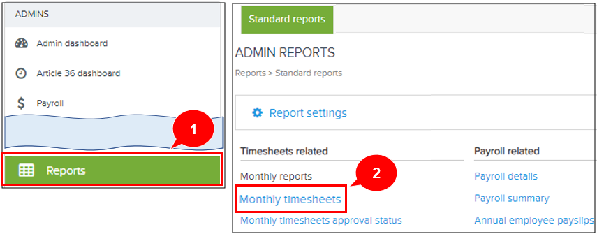 Check monthly actual hours worked, overtime hours, etc. ("Monthly ...