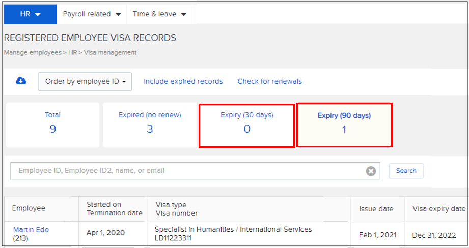 Check visa expiry dates for employees – Workcloudヘルプセンター