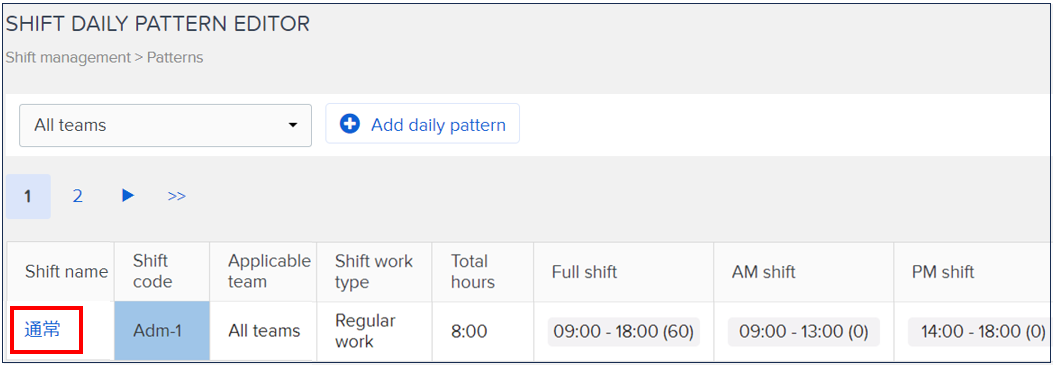 Shift management Create and change new shift patterns – Workcloudヘルプセンター