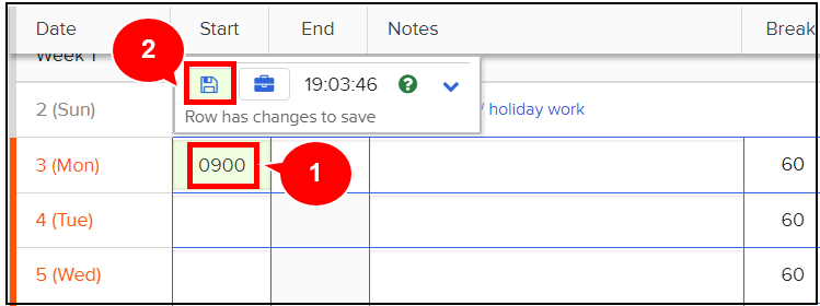 Record check-in/out times on the timesheet screen – Workcloudヘルプセンター